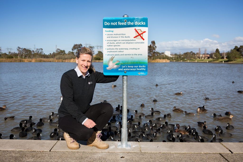 Signs warning dangers of feeding ducks installed at Whittlesea parks
